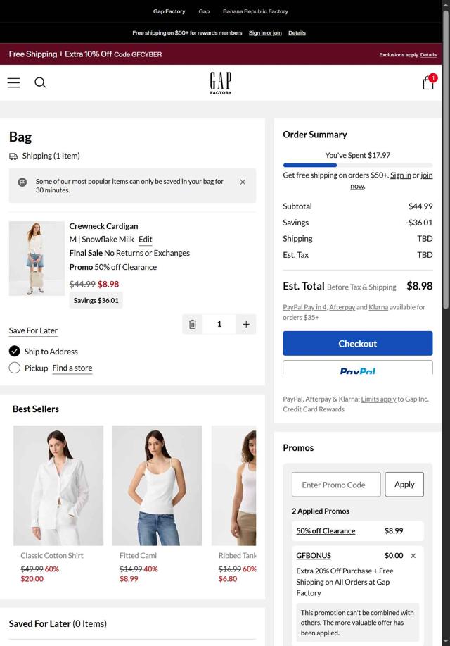 Gap Factory Promo Codes (11 Verified) - 50% Off Oct 2025