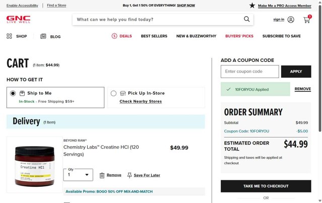 GNC Promo Codes (9 Verified) - $5 Off Sitewide May 2025