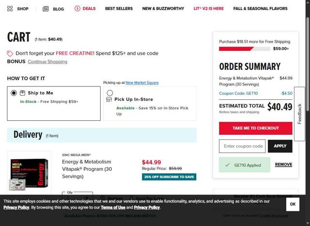 GNC Promo Codes (6 Verified) - $15 Off Sitewide Oct 2025