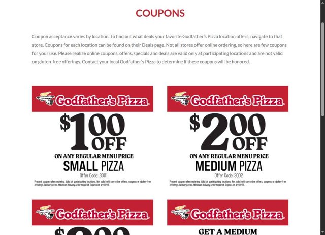 Godfather's Pizza Promo Codes - $100 Off Jul 2025
