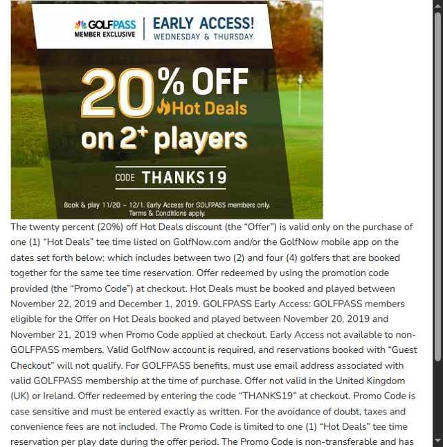 GolfNow Promo Codes (3 Verified) - 25% Off w/Code Jun 2025