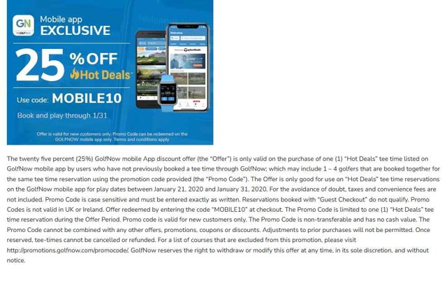 GolfNow Promo Codes (3 Verified) - 25% Off Sitewide Jul 2025