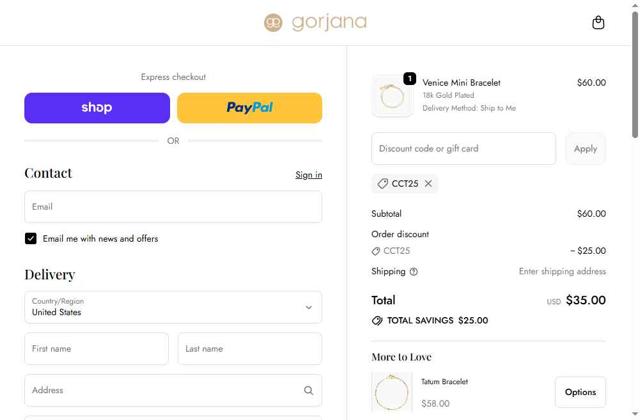 Gorjana Promo Codes (1 Verified) - $25 Off w/Code Oct 2025