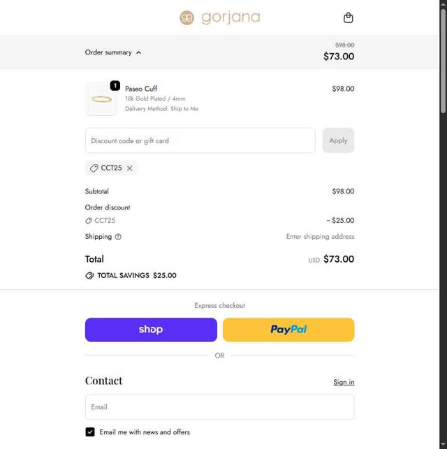 Gorjana Promo Codes (1 Verified) - $25 Off w/Code Oct 2025