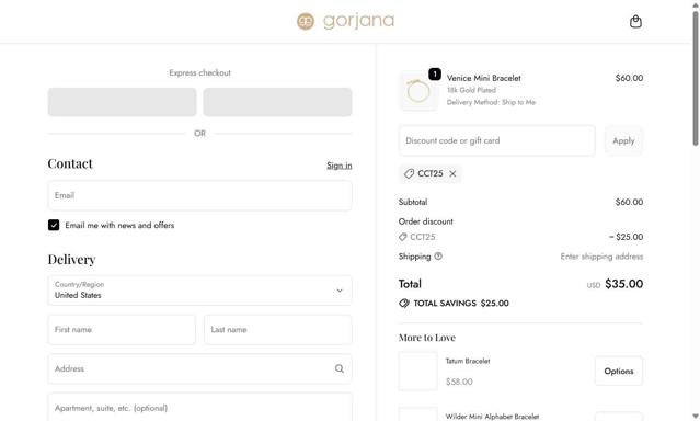 Gorjana Promo Codes (1 Verified) - $25 Off w/Code Oct 2025