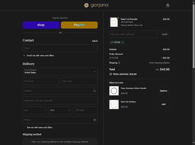 Gorjana Promo Codes (1 Verified) - $25 Off w/Code Sep 2025