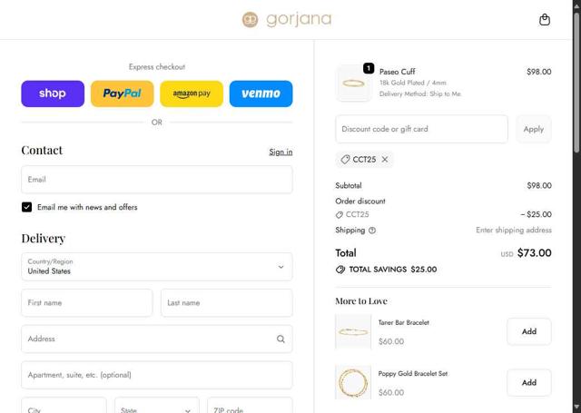Gorjana Promo Codes (1 Verified) - $25 Off w/Code Oct 2025
