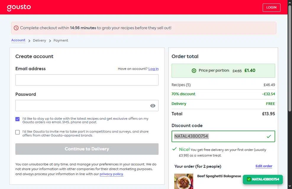 Gousto Promo Codes - 70% Off (20 Verified) May 2026