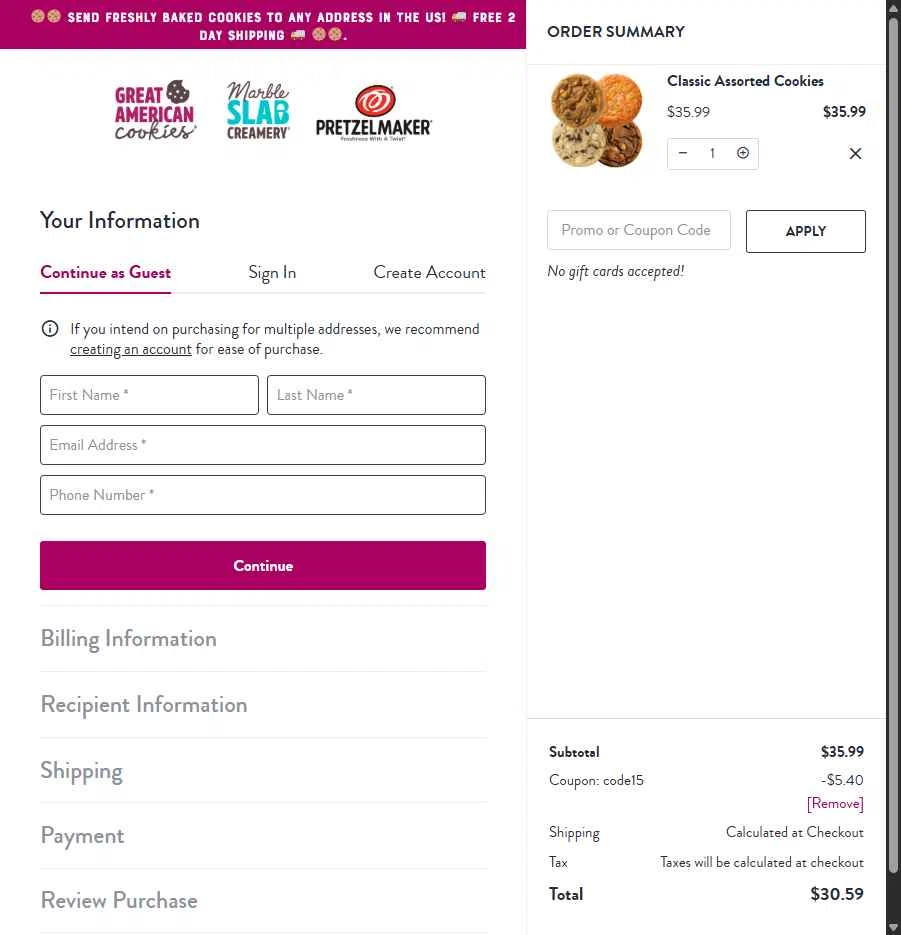 Great American Cookies Promo Codes - 15% Off Nov 2025