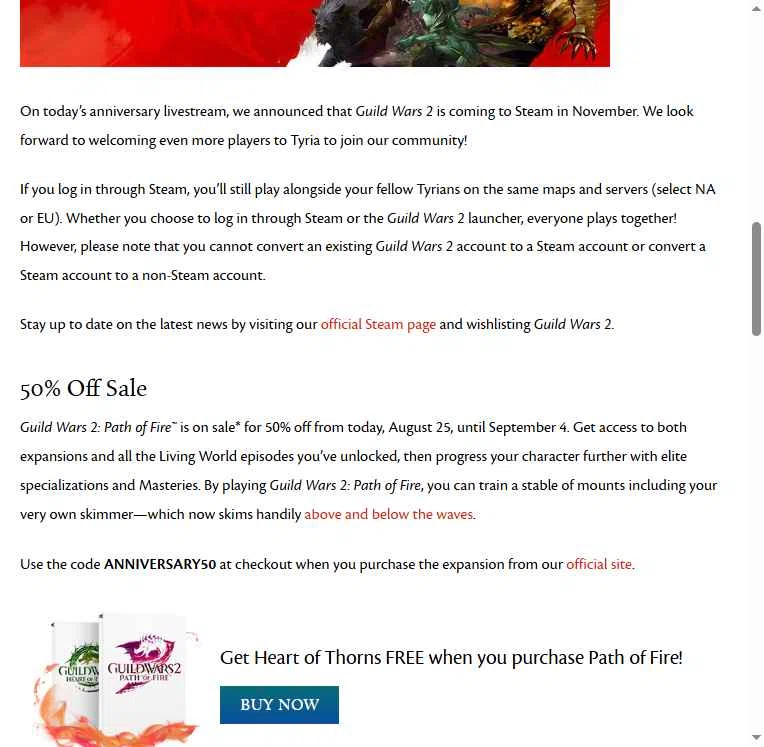 Guild Wars 2 Promo Codes - 50% Off Coupons Mar 2026