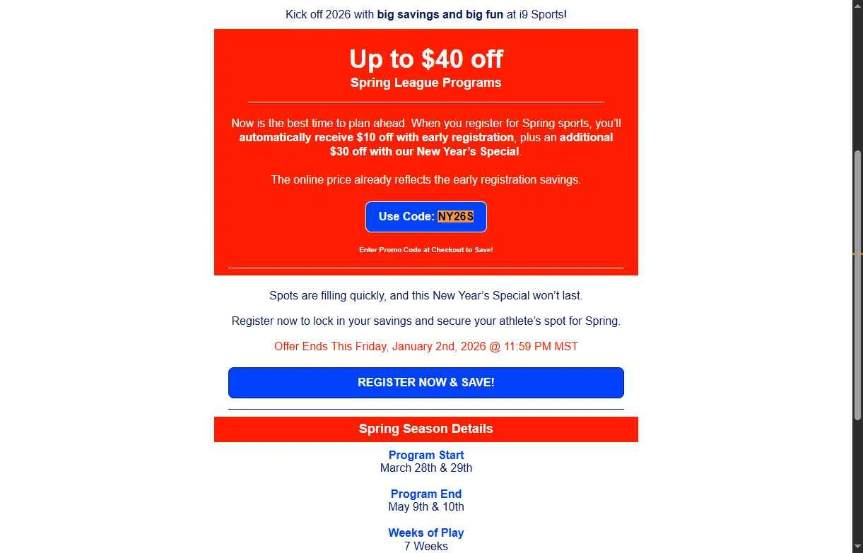 i9 Sports Promo Codes - $25 Off (2 Verified) Feb 2026