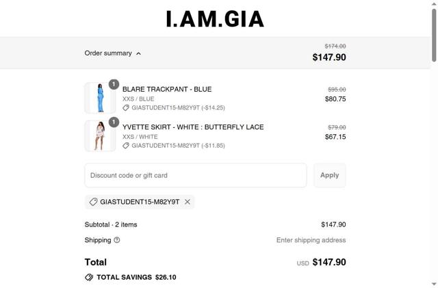 I.AM.GIA Promo Codes (3 Verified) - 15% Off w/Code Oct 2025