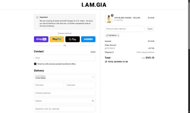I.AM.GIA Promo Codes (3 Verified) - 15% Off w/Code Oct 2025