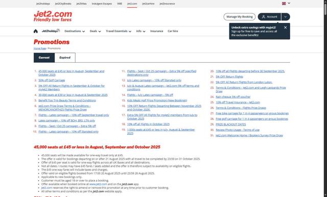 Jet2.com Promo Codes (2 Verified) - $30 Off w/Code Oct 2025