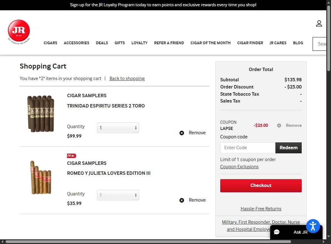 JR Cigar Promo Codes - 25% Off (8 Verified) Nov 2025