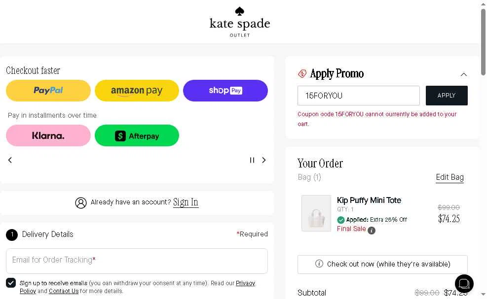 Kate Spade Outlet Promo Code - 25% Off January 2026