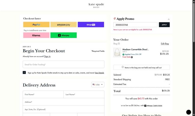 Kate Spade Outlet Promo Code (1 Verified) - $10 Off Jul 2025