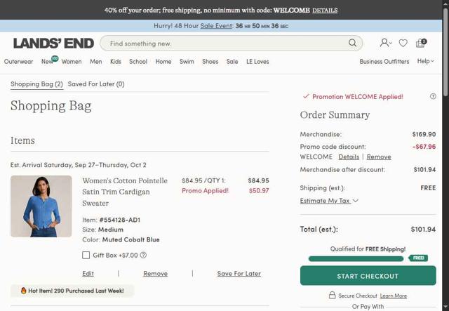 Lands' End Promo Codes (21 Verified) - 50% Off Sep 2025