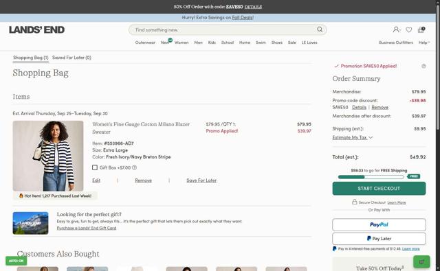 Lands' End Promo Codes (21 Verified) - 50% Off Sep 2025