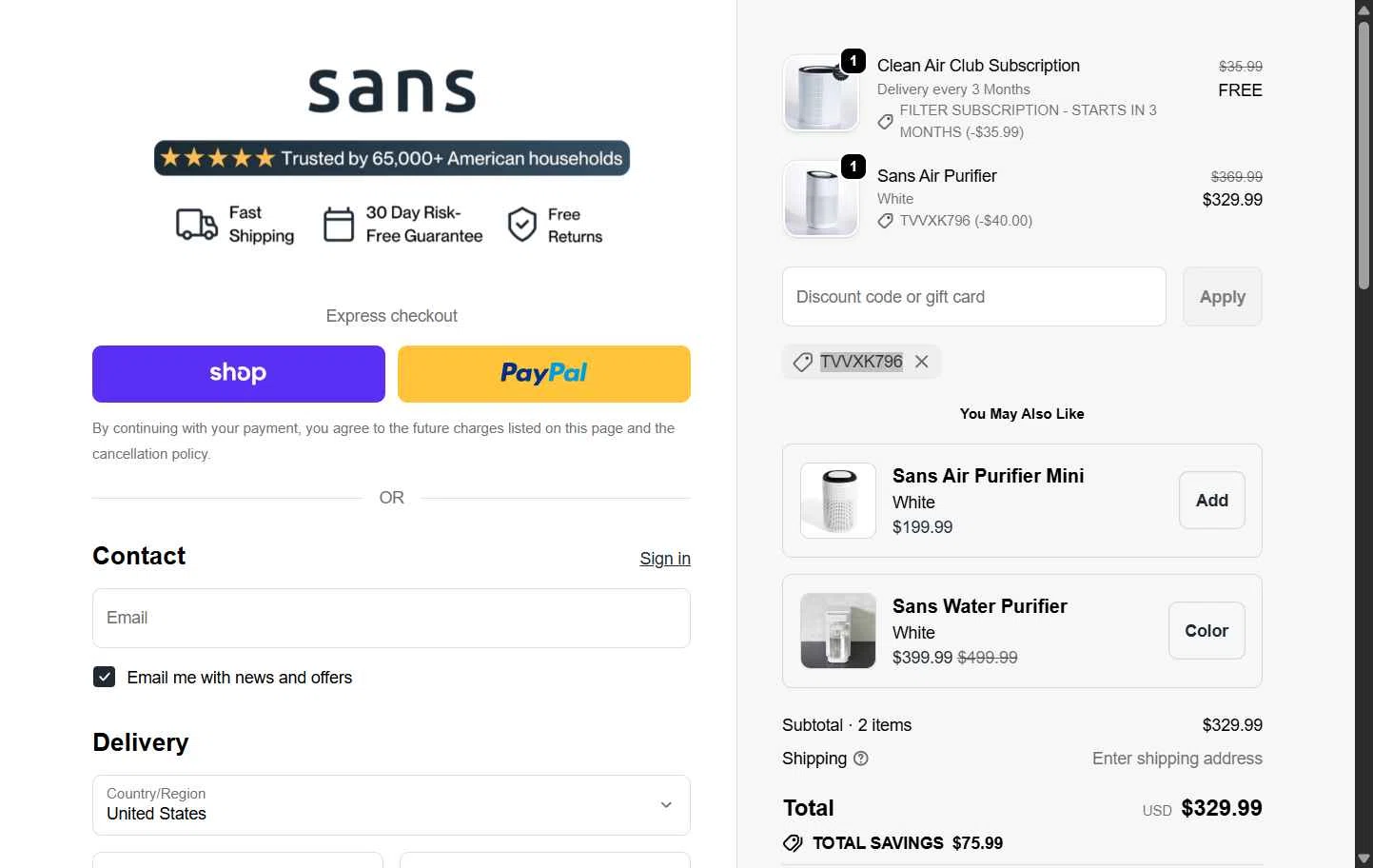 Sans Promo Codes - $25 Off + Free Ship Coupons Dec 2025