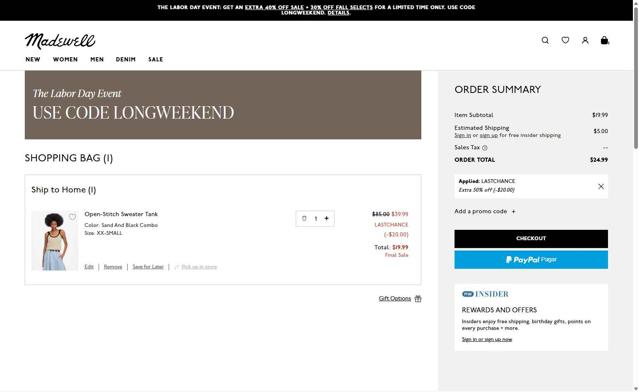 Madewell Discount Codes - $15 Off (4 Verified) Sep 2025