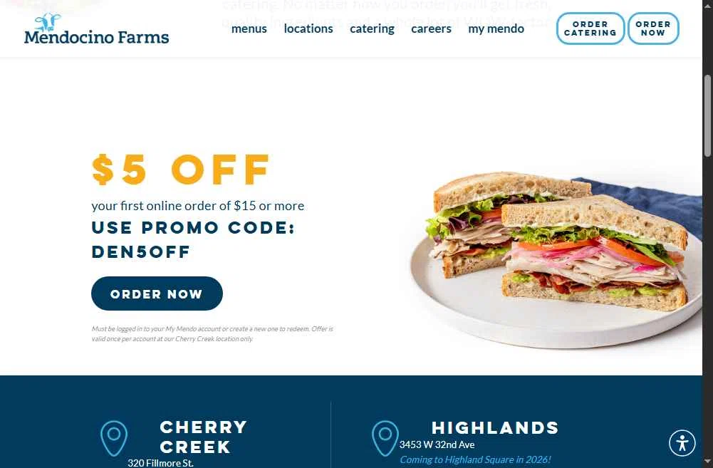Mendocino Farms Promo Code - $5 Off (1 Verified) Mar 2026