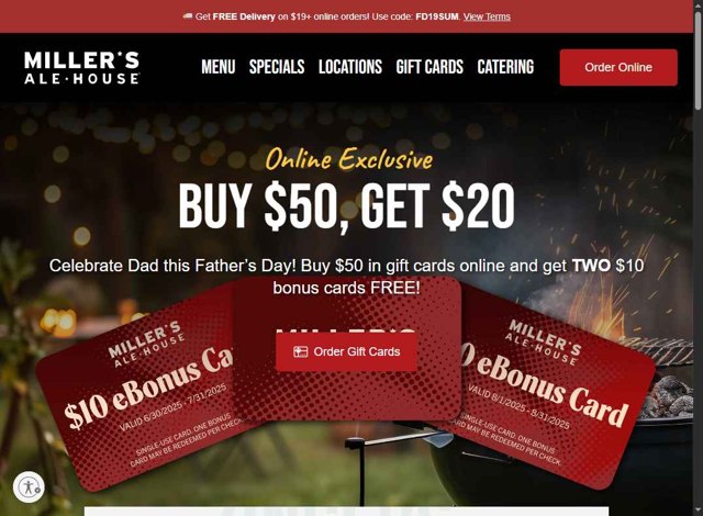 Miller's Ale House Promo Codes - $5 Off Jul 2025