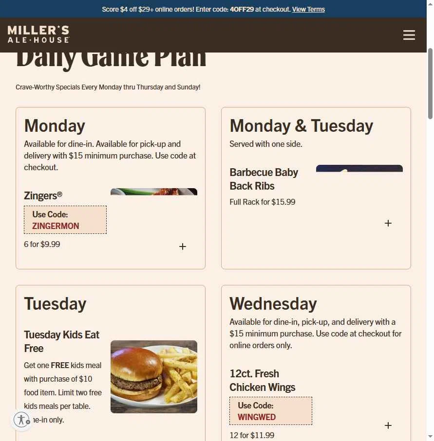 Miller's Ale House Promo Code - 25% Off Feb 2026