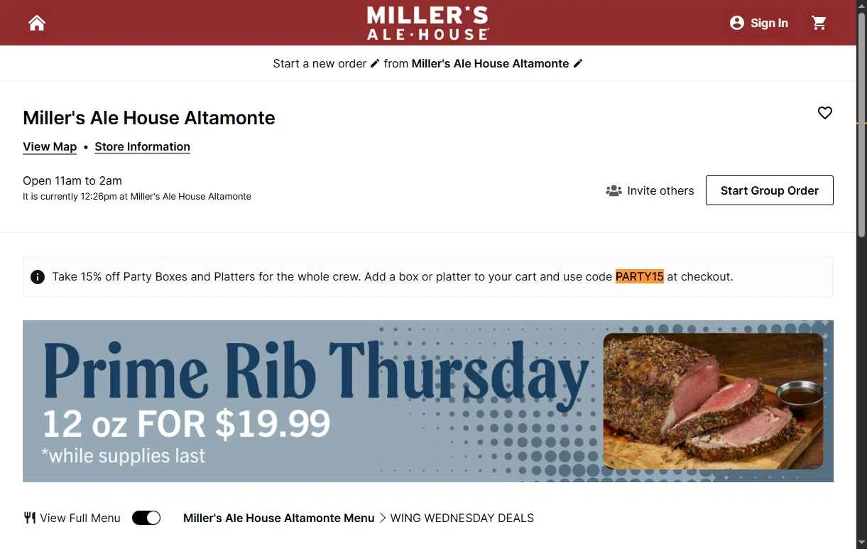 Miller's Ale House Promo Code - 15% Off Jan 2026