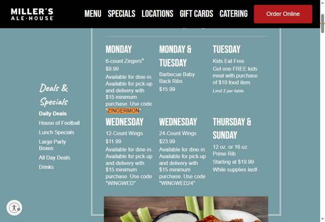 Miller's Ale House Promo Codes - $5 Off Oct 2025