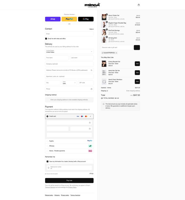 Minga London Promo Codes - 25% Off (Verified) Sep 2025