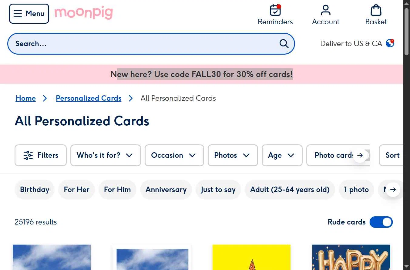 Moonpig Promo Codes - 30% Off (14 Verified) Nov 2025