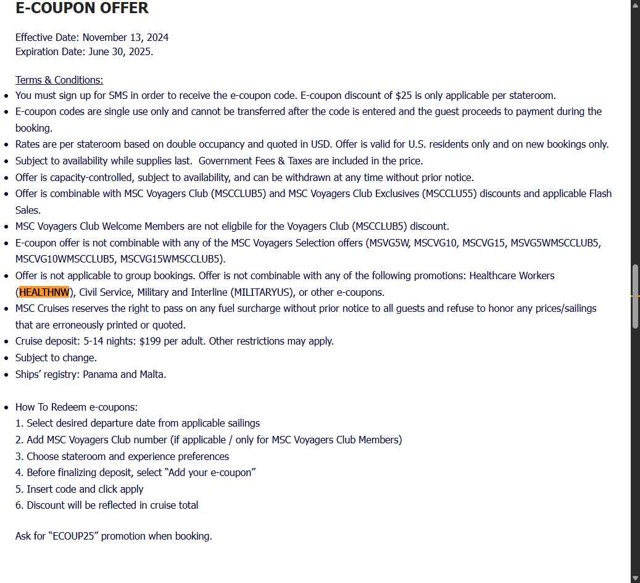 MSC Cruises Promo Codes (1 Verified) - $25 Off Jul 2025