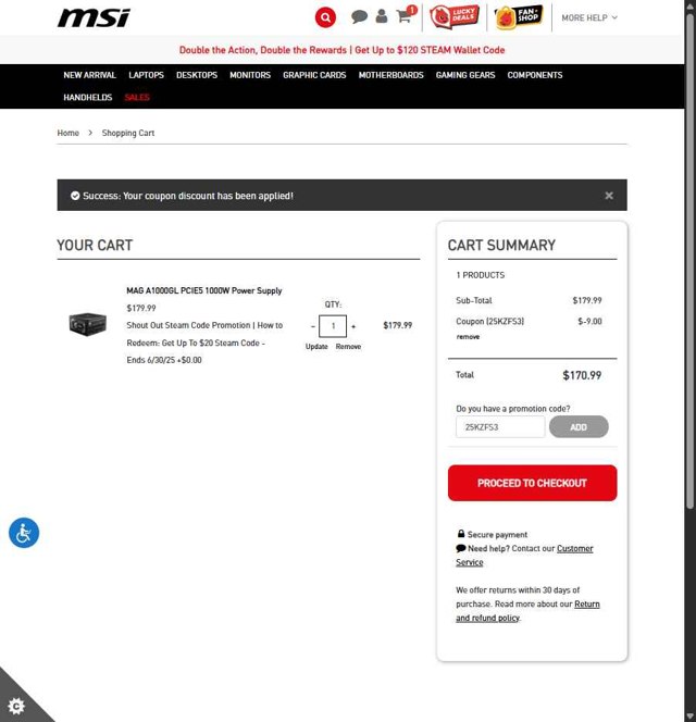 MSI Promo Codes (2 Verified) - 10% Off + Free Ship Jul 2025