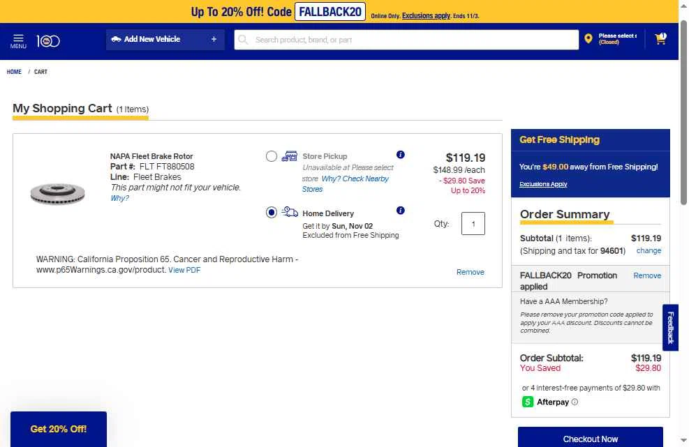 NAPA Auto Parts Promo Code - 20% Off (Verified) Nov 2025