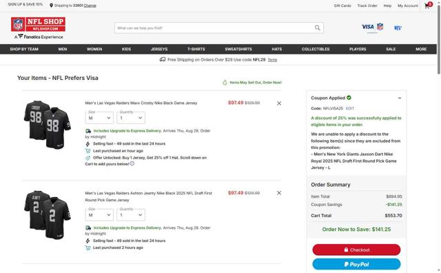 NFL Promo Codes (4 Verified) - 20% Off Sitewide Sep 2025