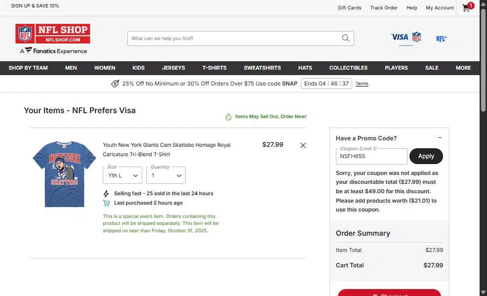 NFL Promo Codes - 30% Off Sitewide (5 Verified) Nov 2025