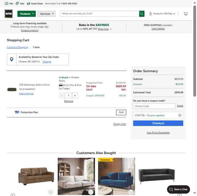 Nebraska Furniture Mart Promo Codes - $10 Off Oct 2025