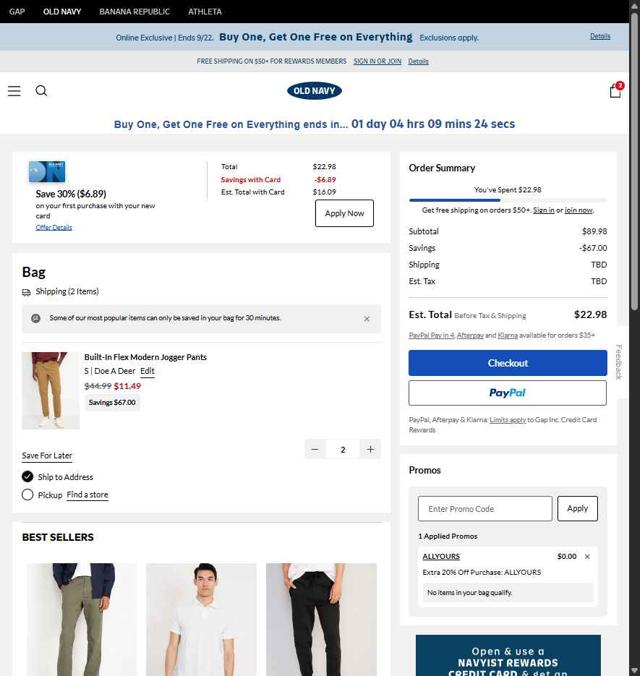 Old Navy Promo Codes (10 Verified) - 30% Off w/Code Sep 2025
