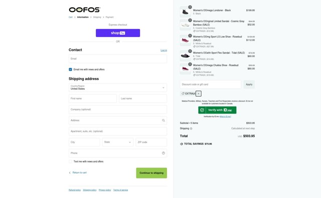 Oofos Discount Codes - $5 Off (1 Verified) Sep 2025