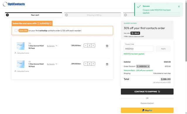 OptiContacts.com Promo Codes - 20% Off Sep 2025