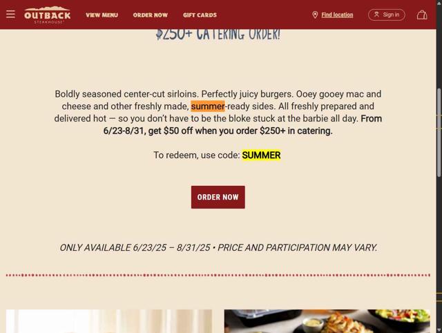 Outback Steakhouse Promo Codes - $50 Off Coupons Oct 2025
