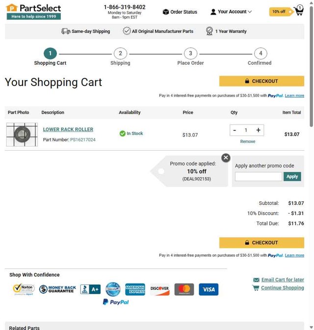 PartSelect Promo Codes (1 Verified) - 10% Off Aug 2025