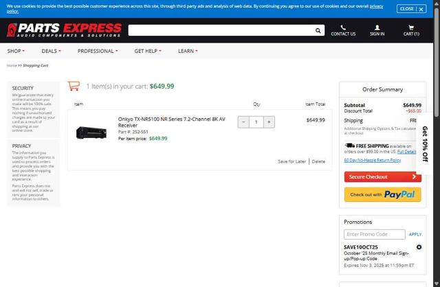 Parts-Express Promo Codes (3 Verified) - 10% Off Oct 2025