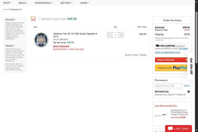 Parts-Express Promo Codes (3 Verified) - 10% Off Oct 2025