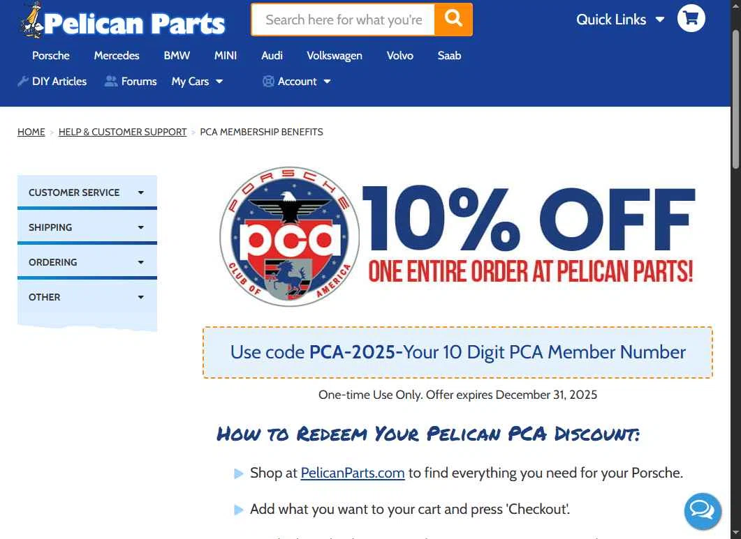 Pelican Parts Promo Codes (1 Verified) - 10% Off Oct 2025