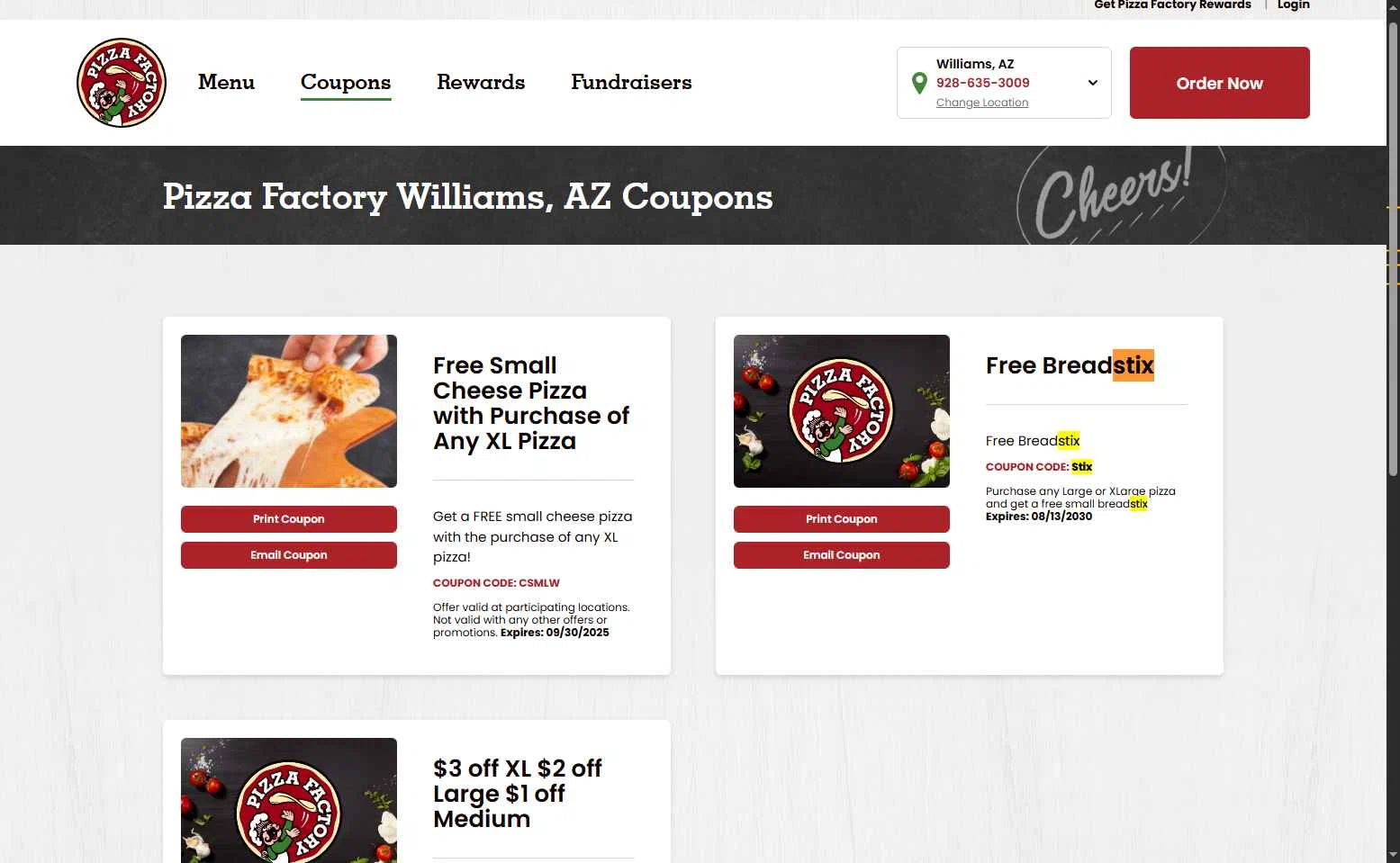 Pizza Factory Promo Codes - $5 Off (7 Verified) Nov 2025