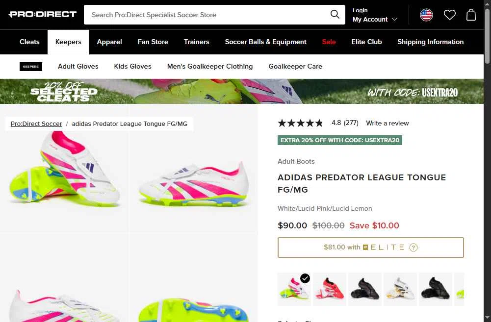 Pro Direct Soccer US Promo Codes - 10% Off Mar 2026