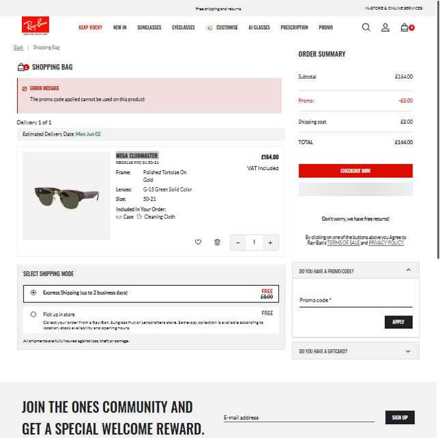 Ray-Ban Discount Codes - $10 Off (2 Verified) Jun 2025