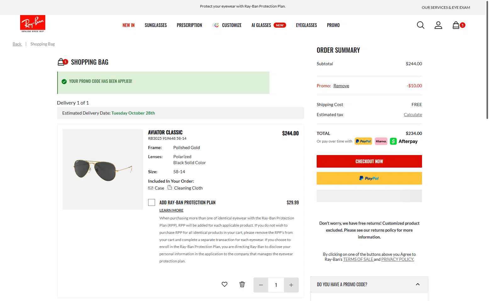 Ray-Ban Promo Codes - $10 Off (1 Verified) Nov 2025